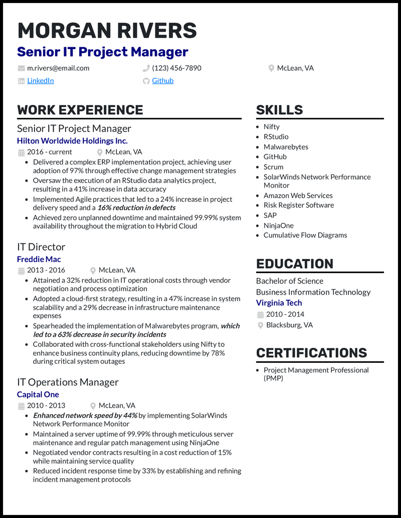 13 IT Manager Resume Examples [& Templates]