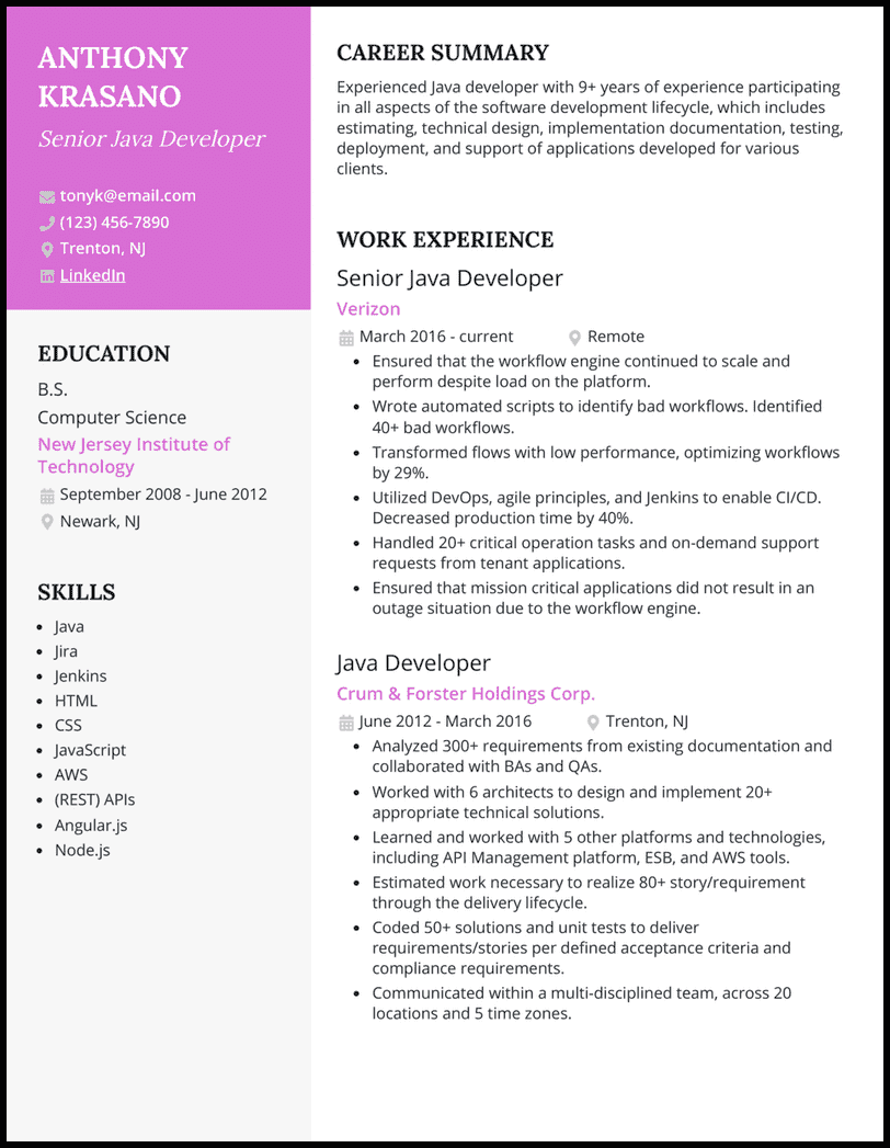 17 Real Java Developer Resume Examples That Worked in 2025