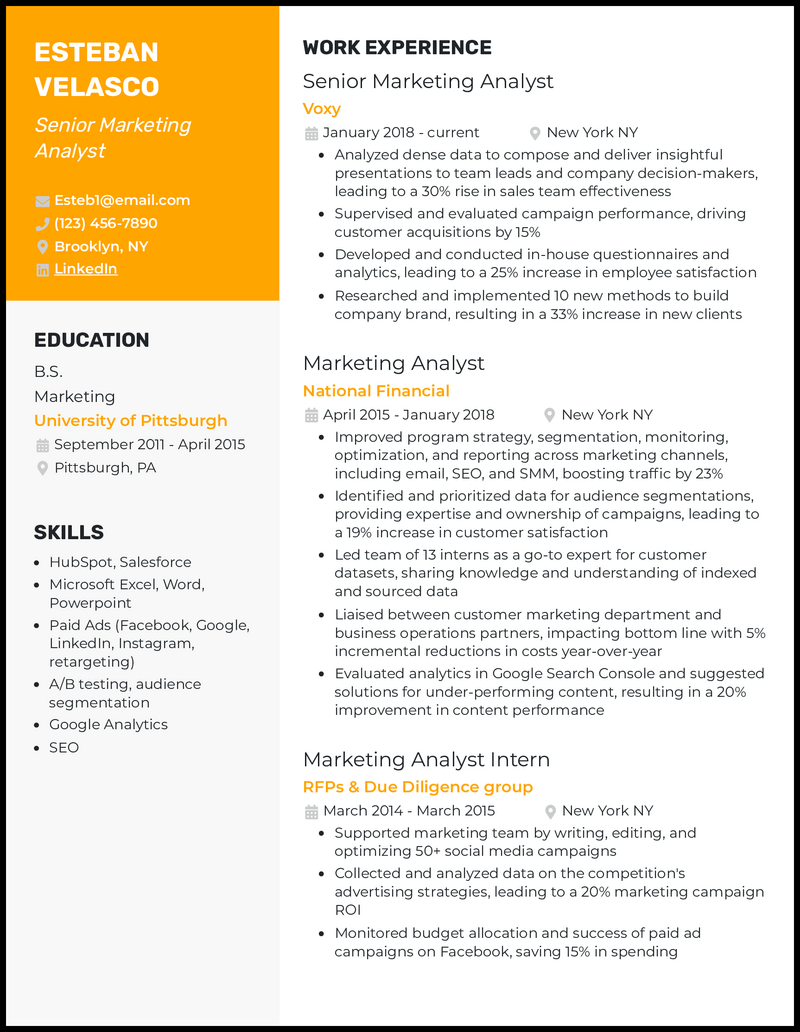 24 Best Marketing Resume Examples for 2025