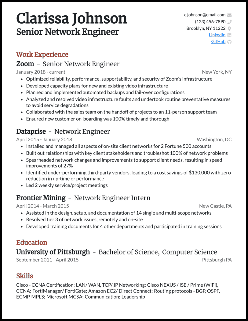 17 Network Engineer Resume Samples That Worked in 2025