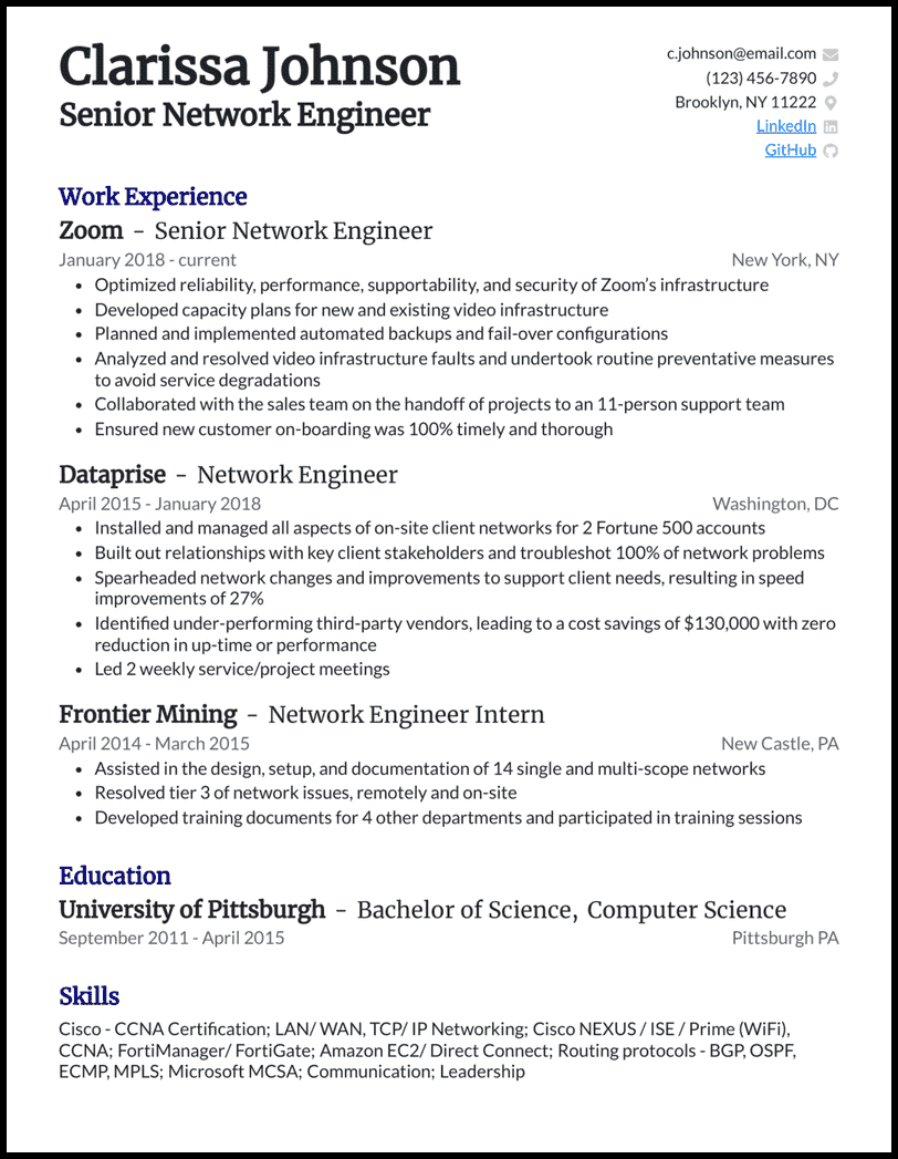 17 Network Engineer Resume Samples That Worked in 2025