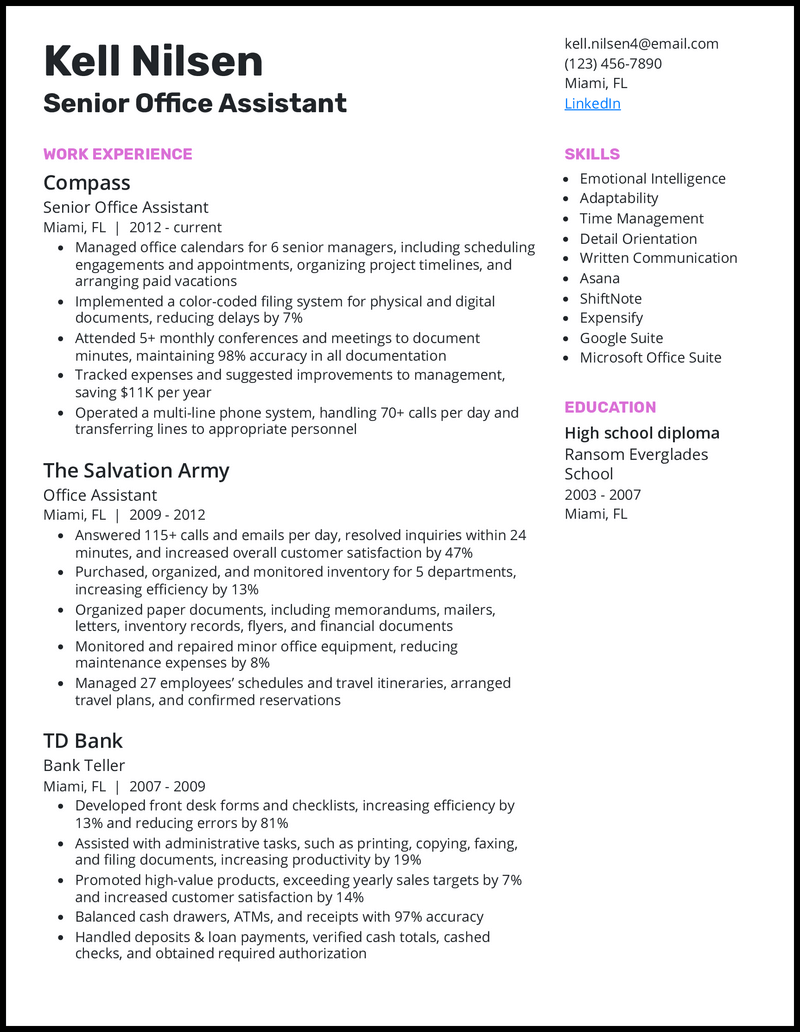 7 Office Assistant Resume Examples [& Templates]