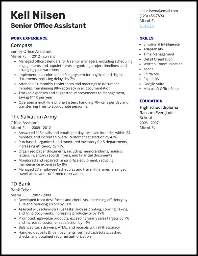 7 Office Assistant Resume Examples [& Templates]