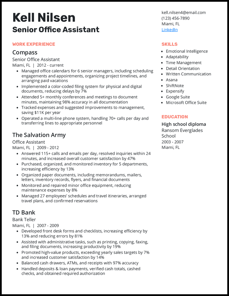 7 Office Assistant Resume Examples [& Templates]