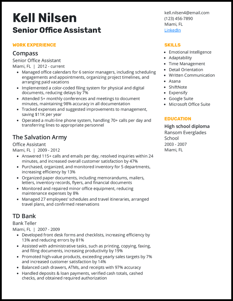 7 Office Assistant Resume Examples [& Templates]