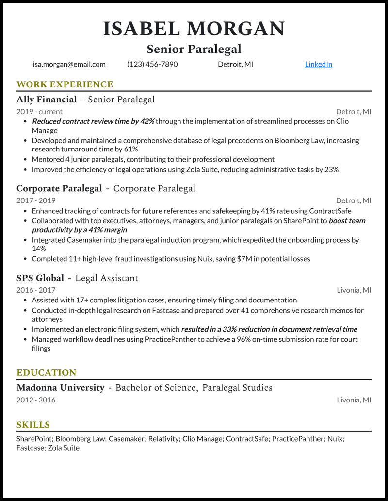 13 Paralegal Resume Examples That Work in 2025