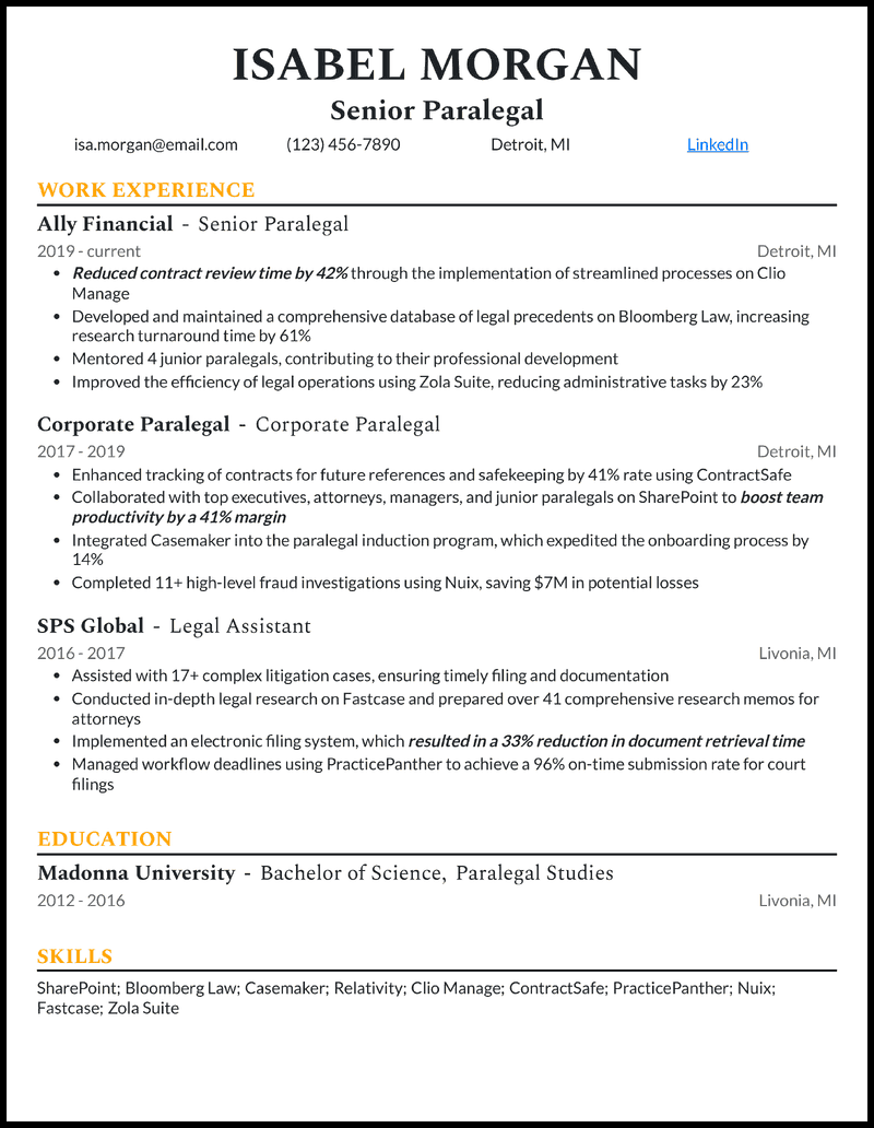 13 Paralegal Resume Examples That Work in 2025