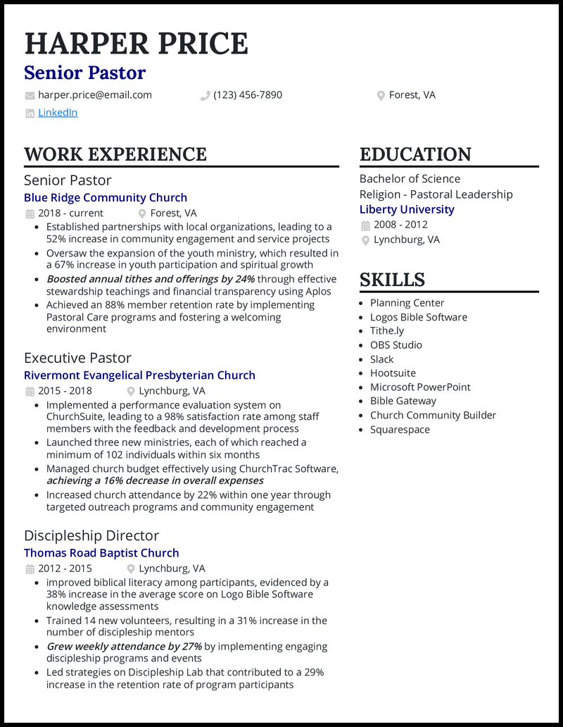 7 Pastor Resume Examples That Got the Job in 2024