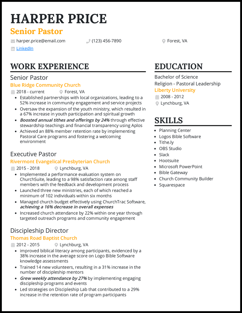 7 Pastor Resume Examples That Got the Job in 2024