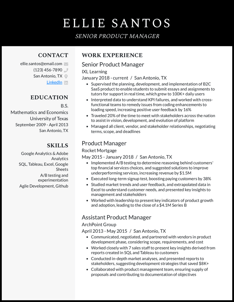40 Product Manager Resume Examples That Worked in 2024