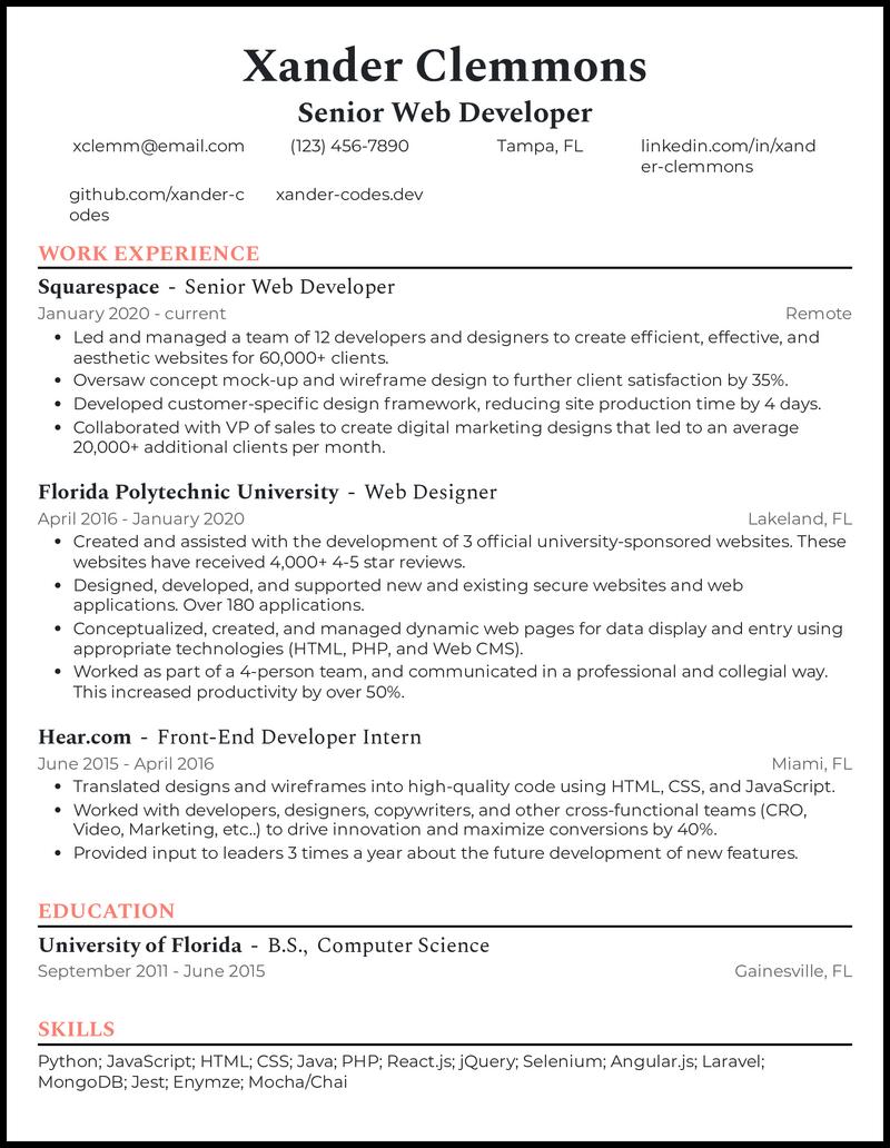 15 Web Developer Resume Examples Built for 2024