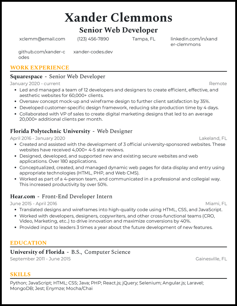 15 Web Developer Resume Examples Built for 2024