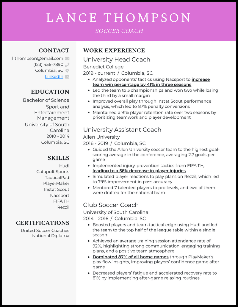 7 Coaching Resume Examples to Win the Job in 2025