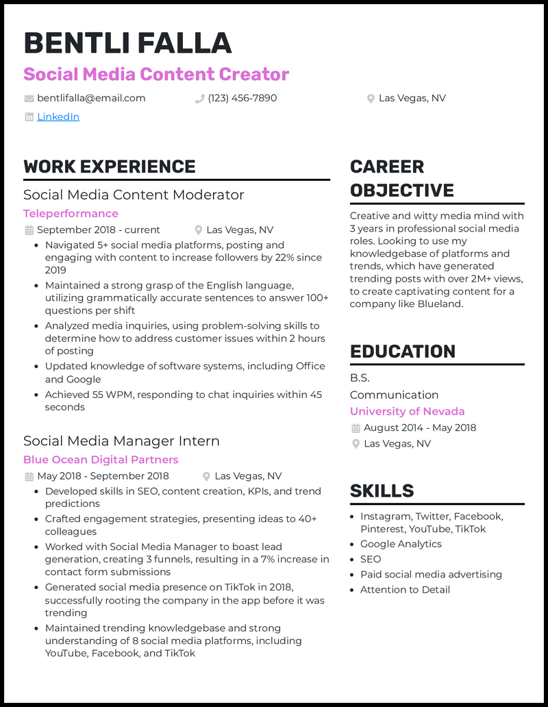 20 Social Media Manager Resume Examples for 2024