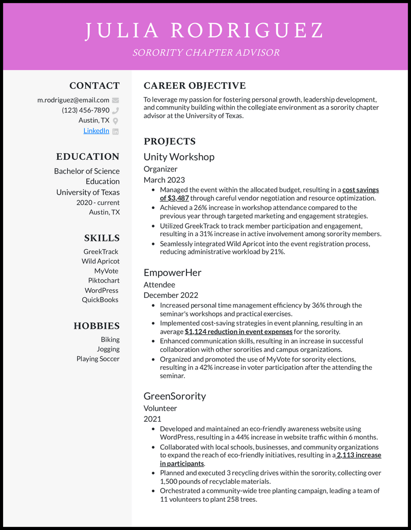 7 Sorority Resume Examples That Worked in 2025