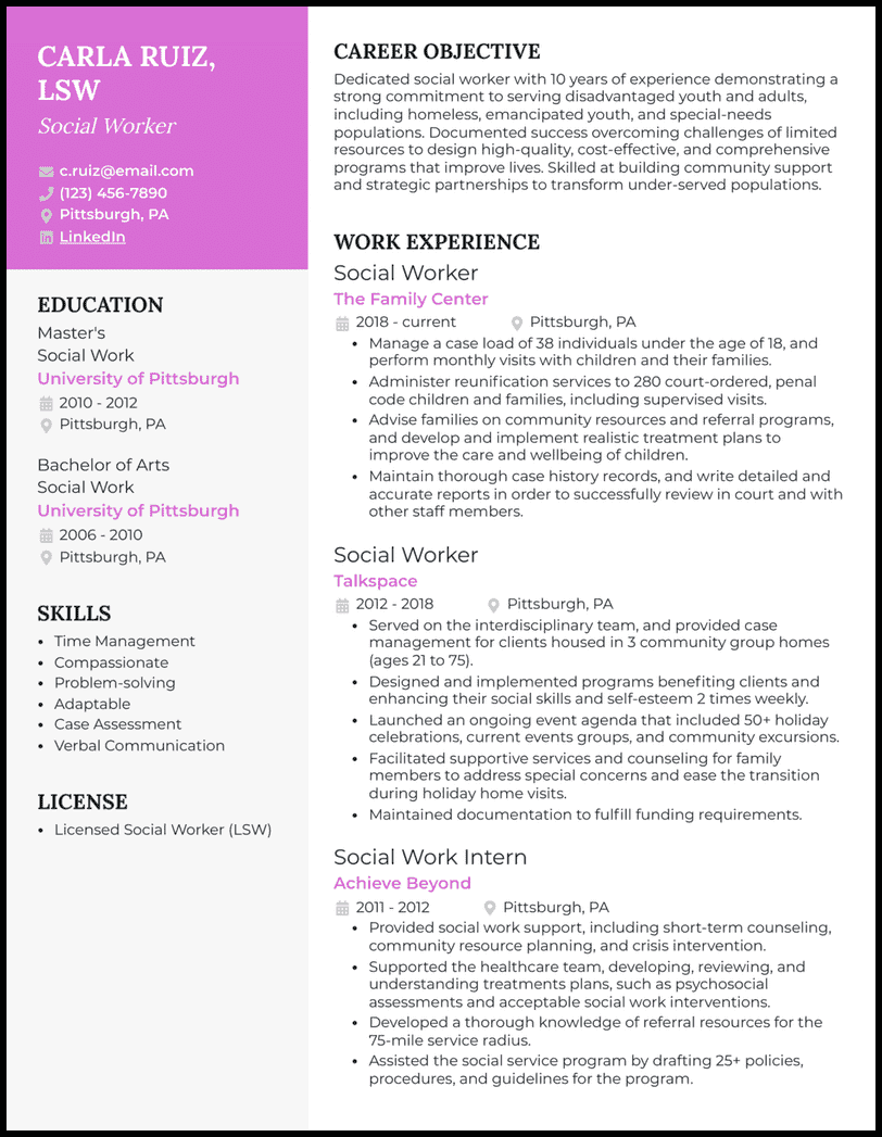 11 Social Worker Resume Examples That Worked in 2024