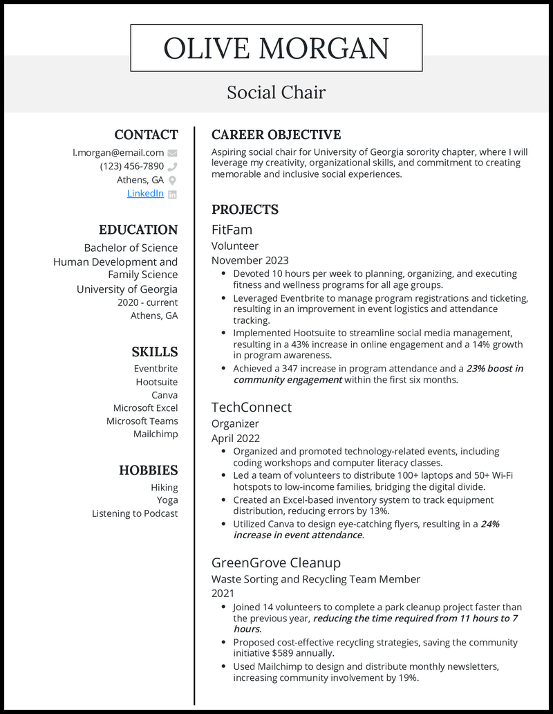 7 Sorority Resume Examples That Worked in 2025