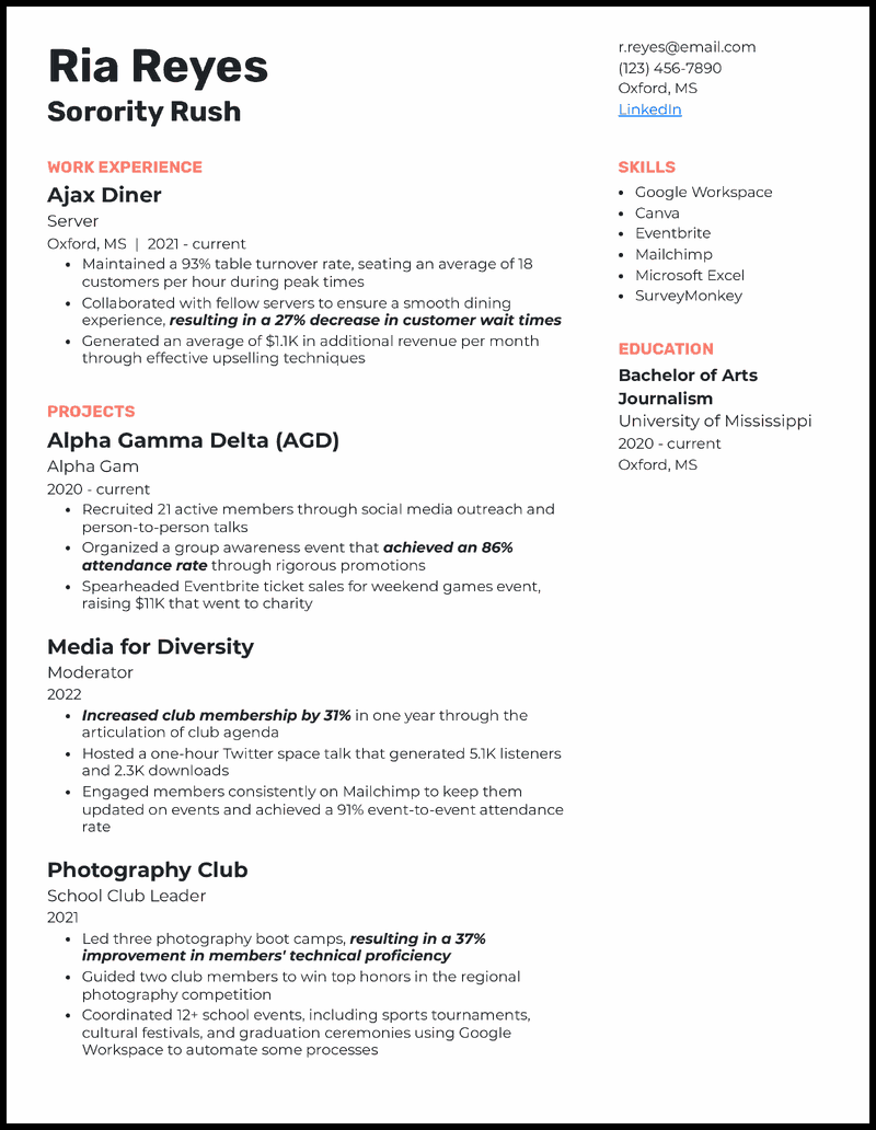 7 Sorority Resume Examples That Worked in 2025