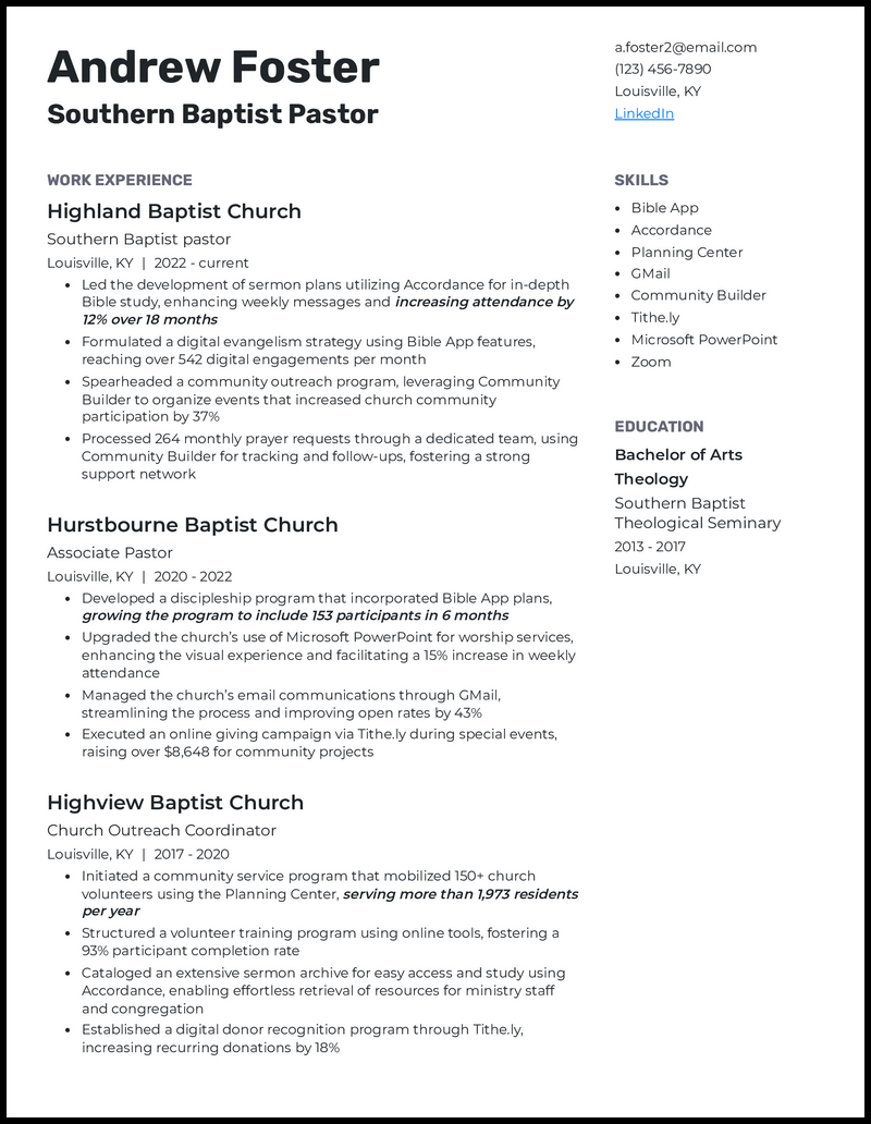 7 Pastor Resume Examples That Got the Job in 2024