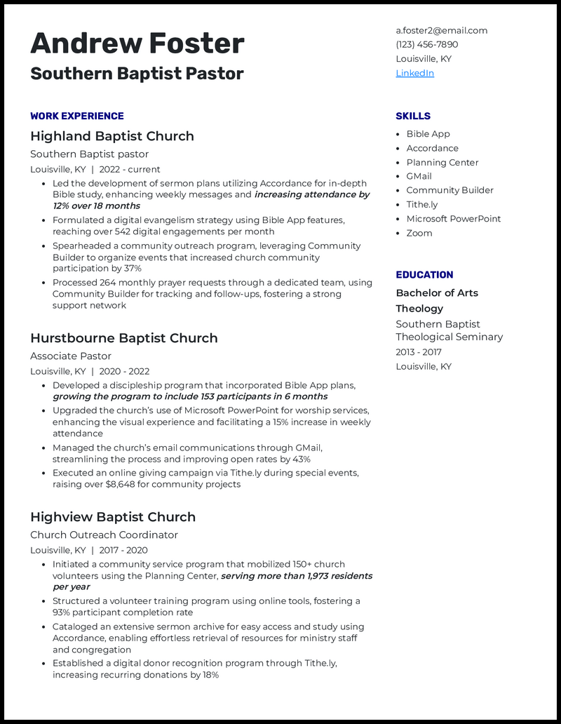 7 Pastor Resume Examples That Got the Job in 2024