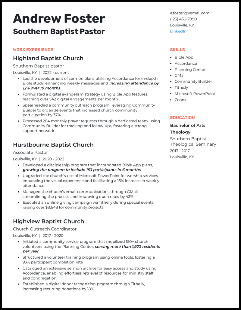7 Pastor Resume Examples That Got the Job in 2024