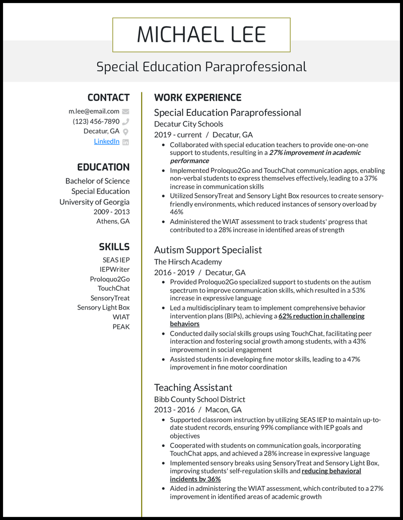 17 Paraprofessional Resume Examples Winning Jobs in 2025