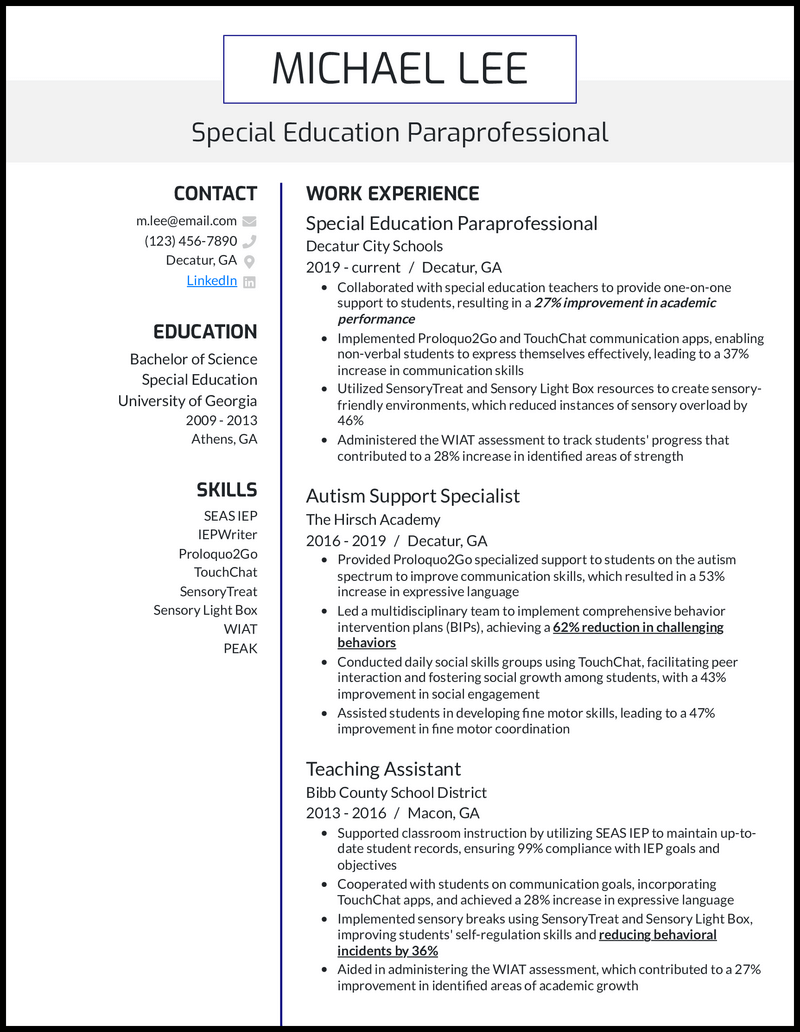 17 Paraprofessional Resume Examples Winning Jobs in 2025