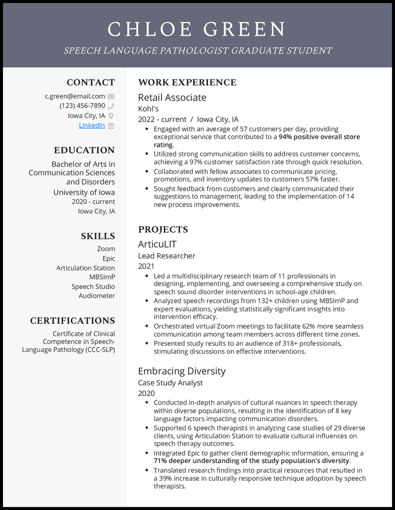 5 Speech Langauge Pathologist (SLP) Resume Examples for 2024