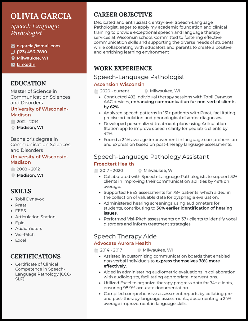 5 Speech Langauge Pathologist (SLP) Resume Examples for 2024