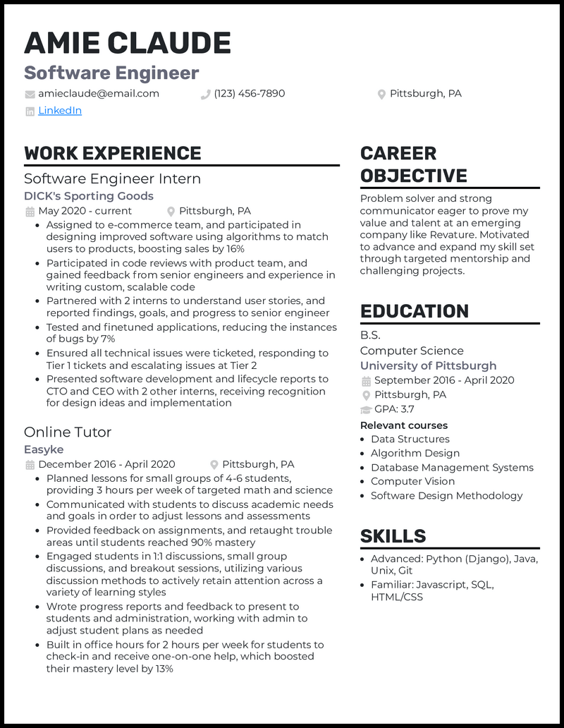 5 Entry-Level Software Engineer Resume Samples in 2024