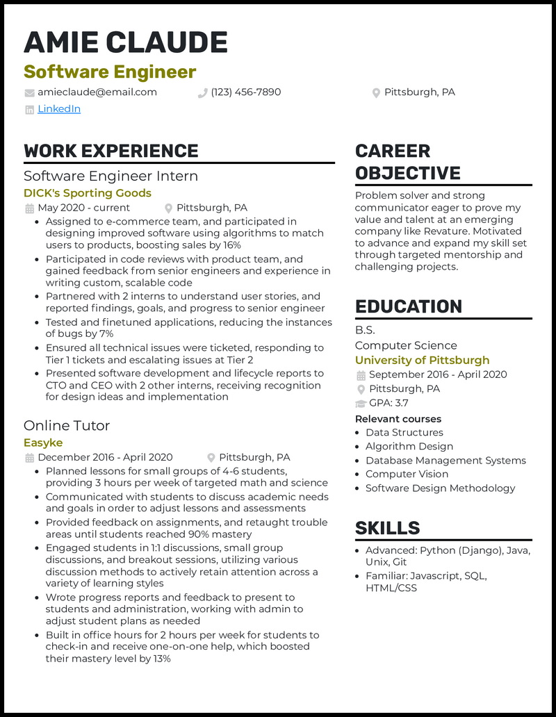 5 Entry-Level Software Engineer Resume Samples in 2024