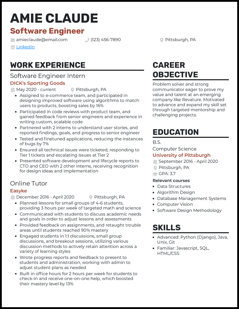 5 Entry-Level Software Engineer Resume Samples in 2024