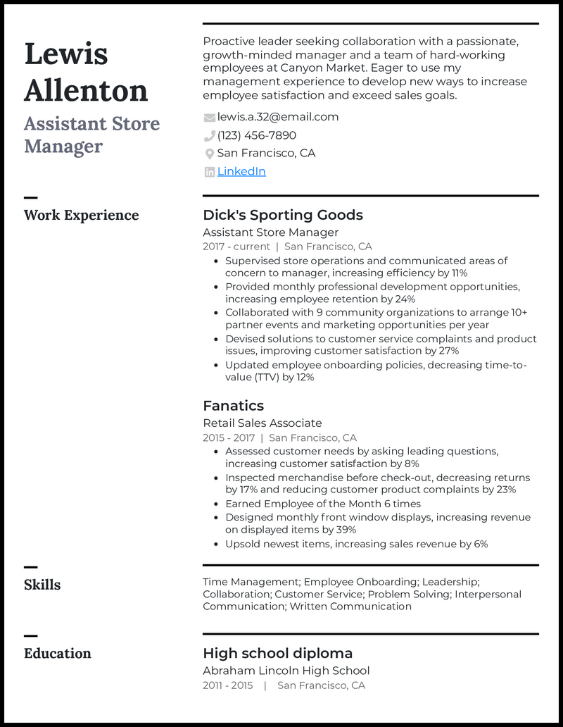 9 Store Manager Resume Examples for 2025