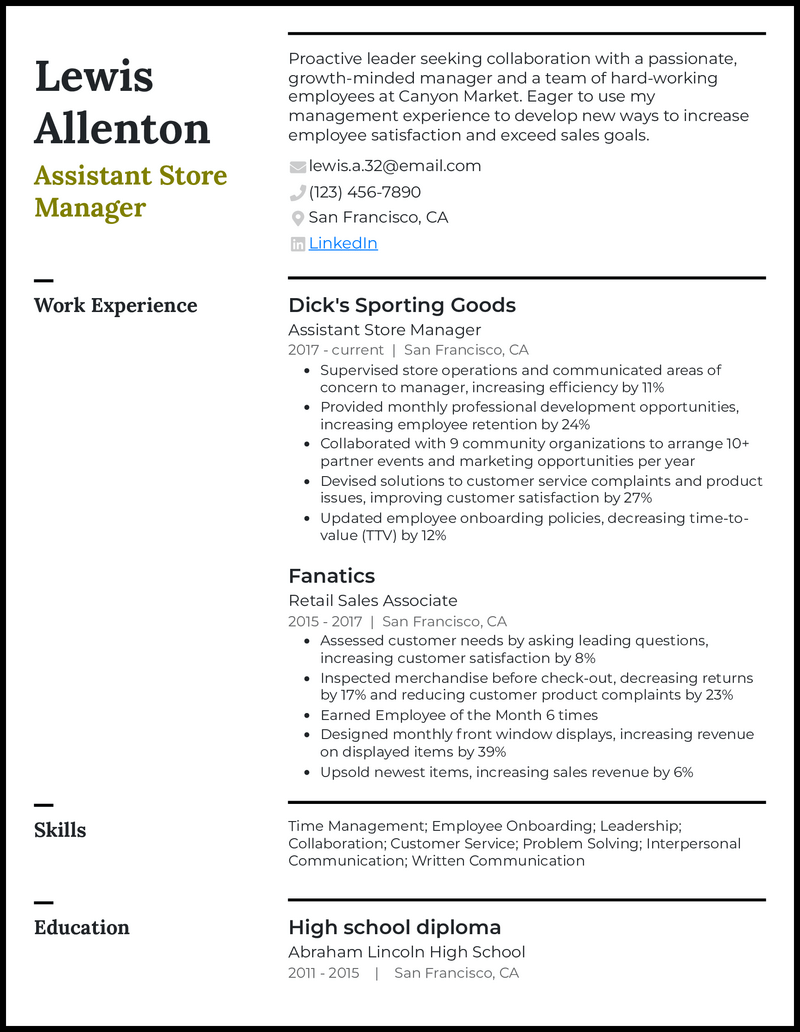 9 Store Manager Resume Examples for 2025