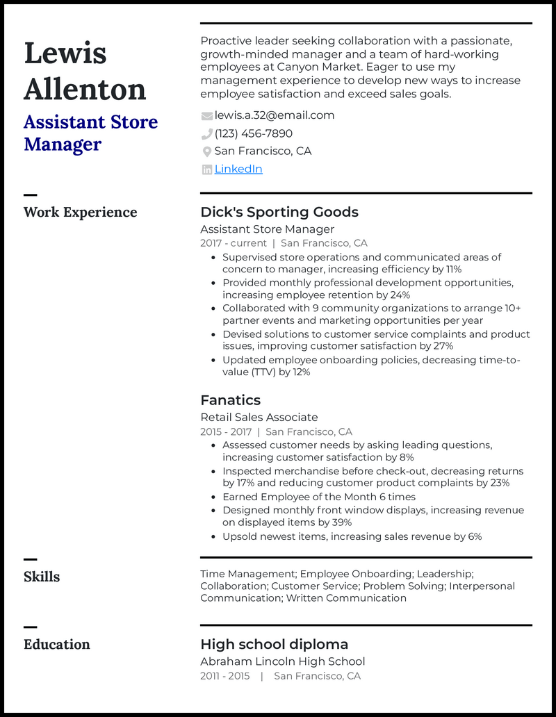 9 Store Manager Resume Examples for 2025