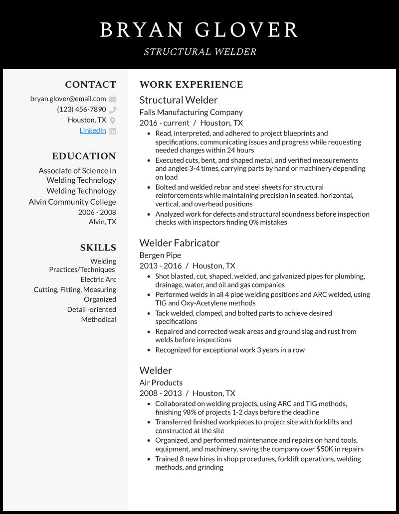 9 Welder Resume Examples Built for 2024