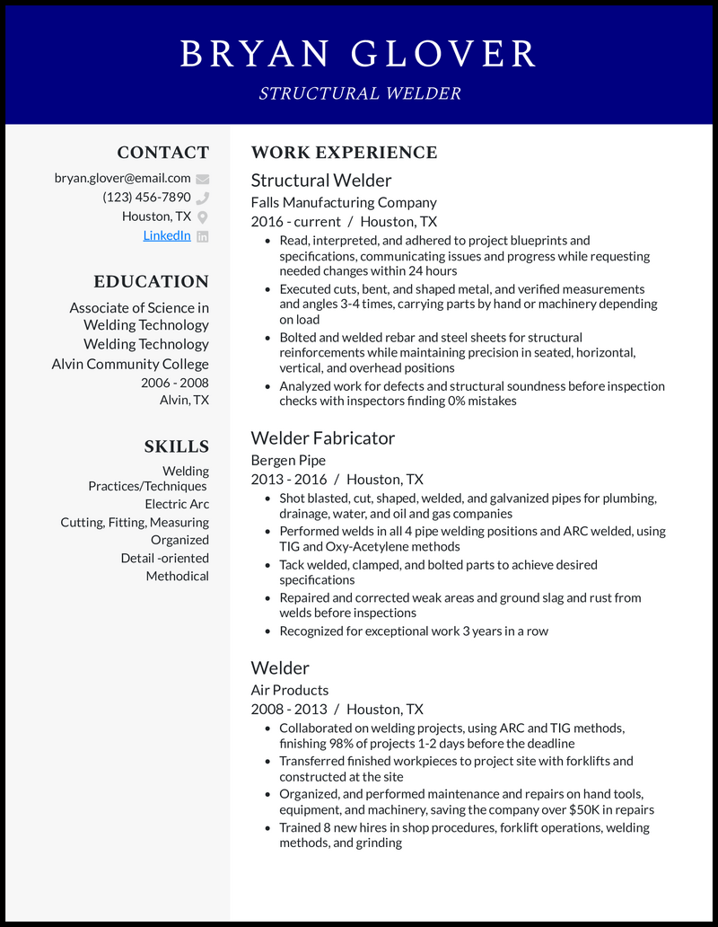 9 Welder Resume Examples Built for 2024