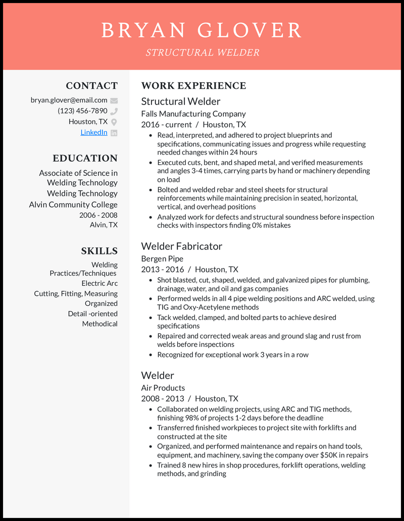9 Welder Resume Examples Built for 2024