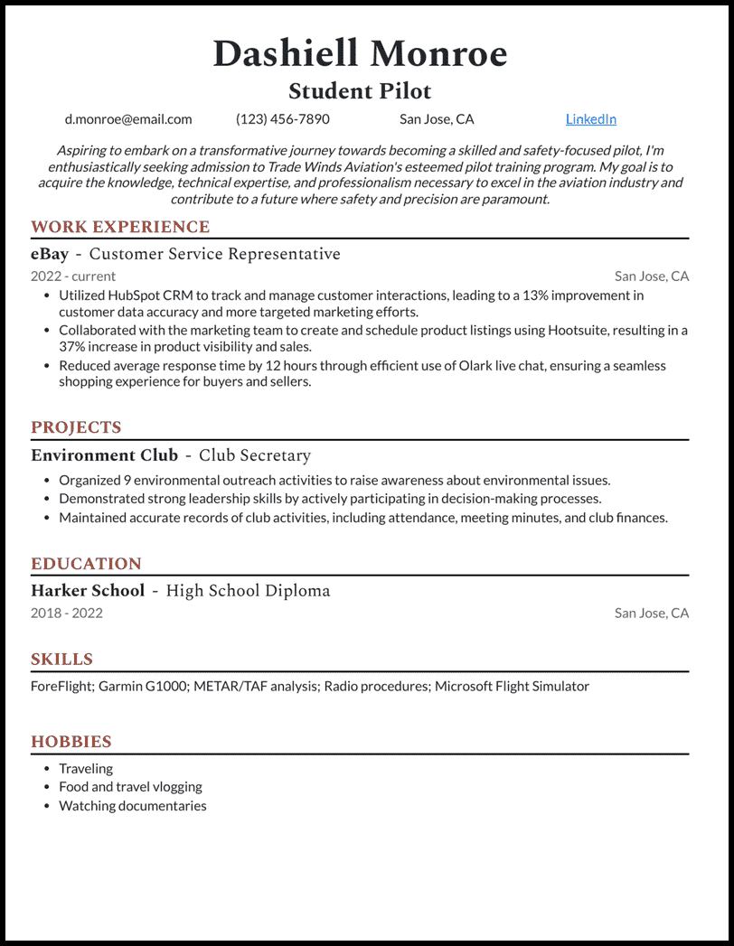 5 Pilot Resume Examples Ready for Takeoff in 2024