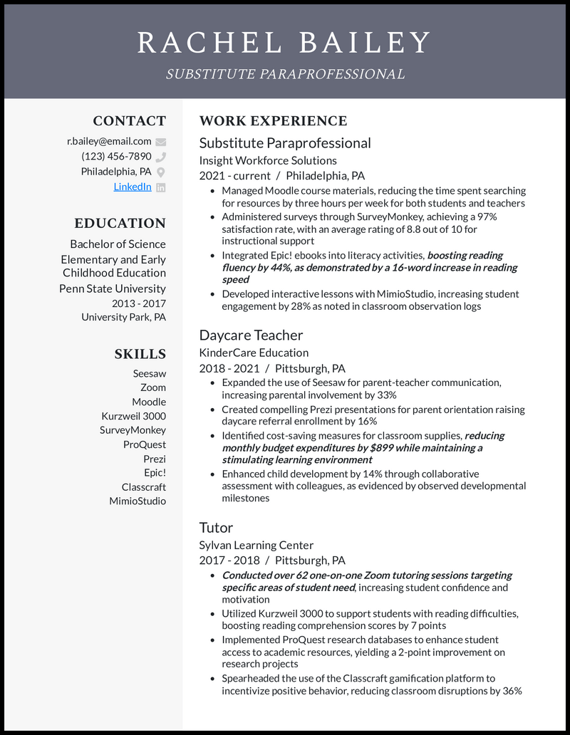 17 Paraprofessional Resume Examples Winning Jobs in 2025