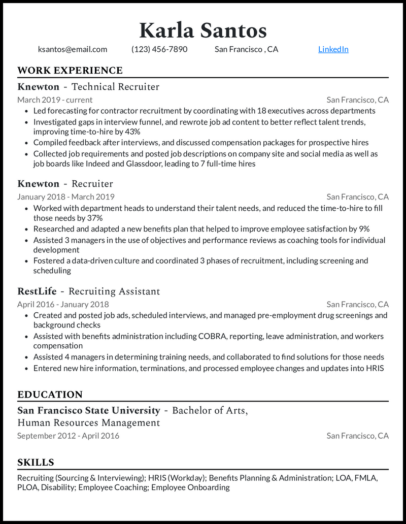 11 Top Recruiter Resume Examples That Worked in 2024