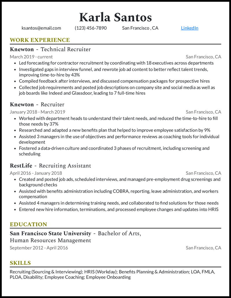 11 Top Recruiter Resume Examples That Worked in 2024