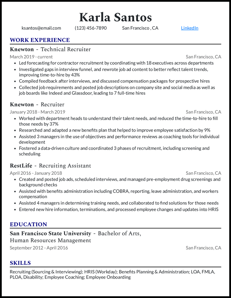 11 Top Recruiter Resume Examples That Worked in 2024