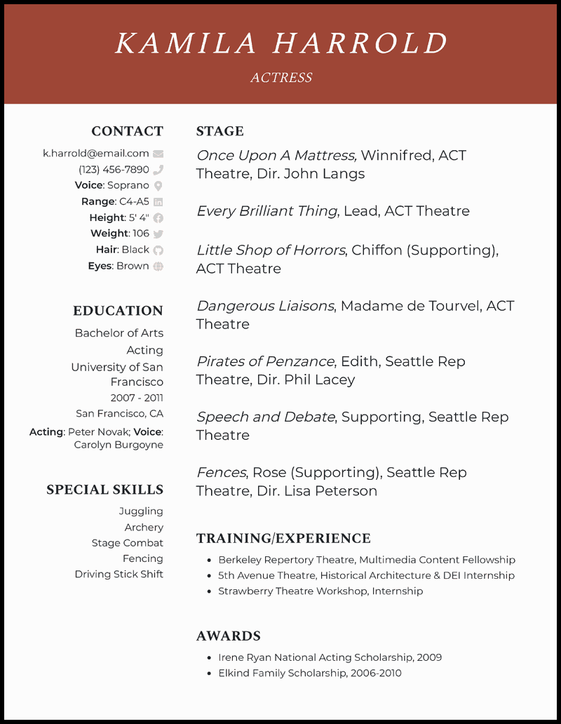 7 Theatre Resume Examples [& Templates]