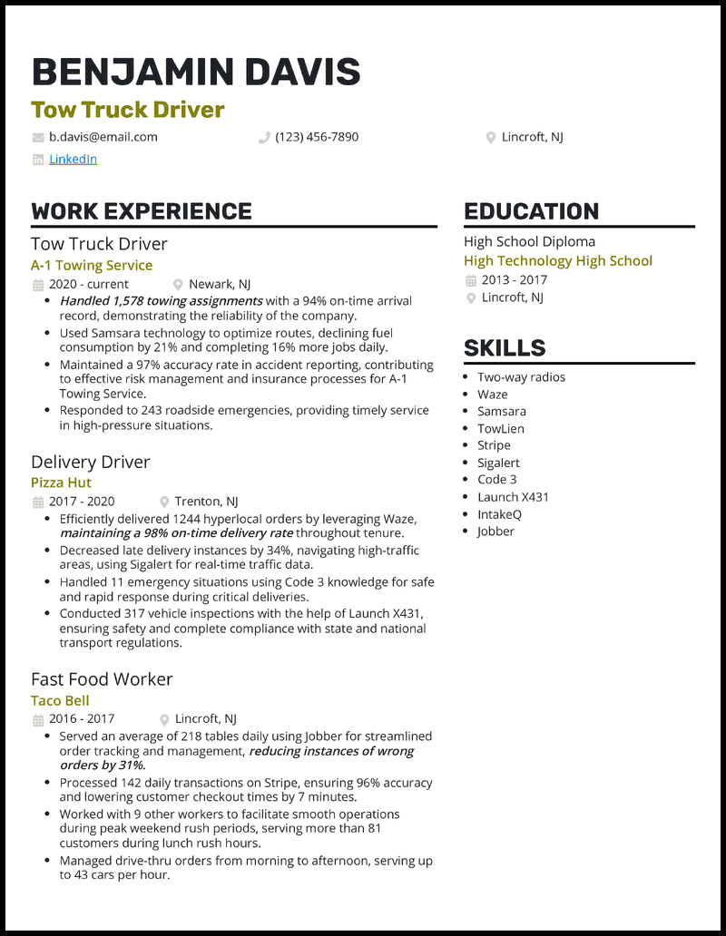 13 Real Truck Driver Resume Examples That Worked in 2025