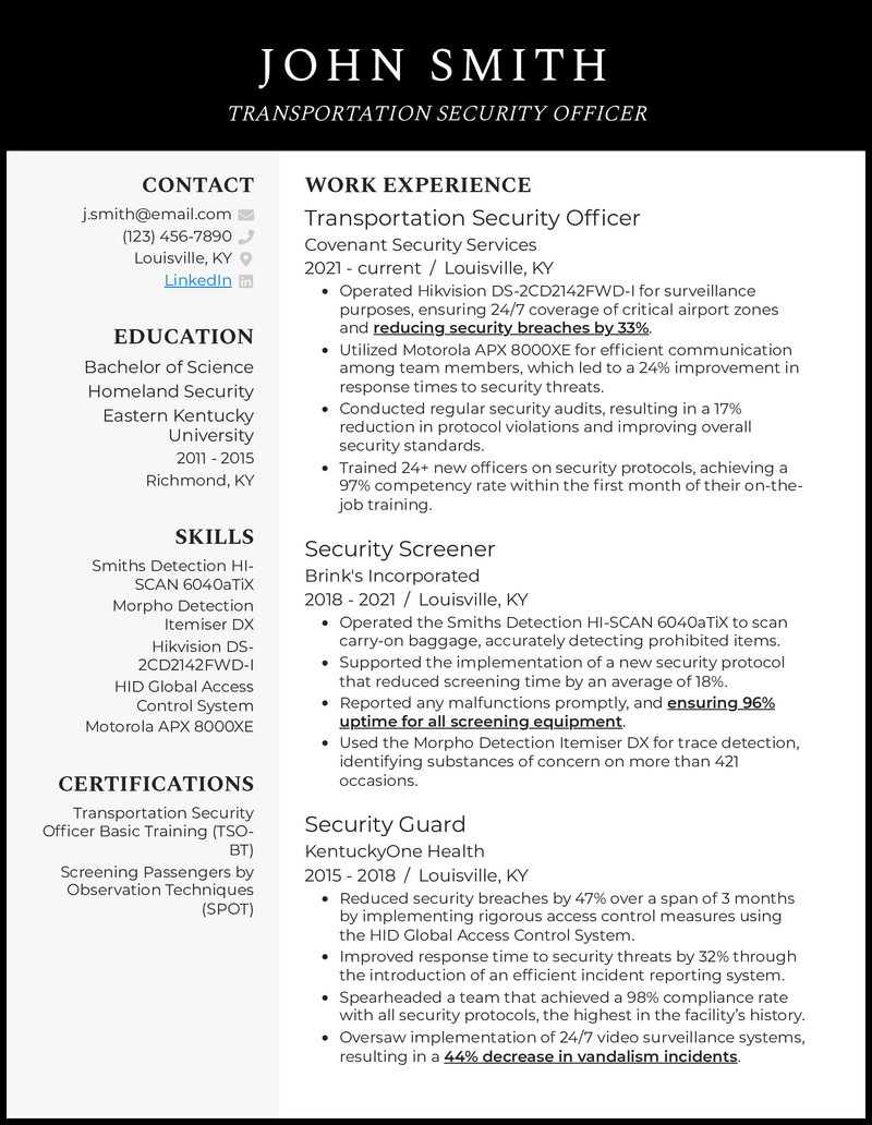 7 Security Officer Resume Examples [& Templates]