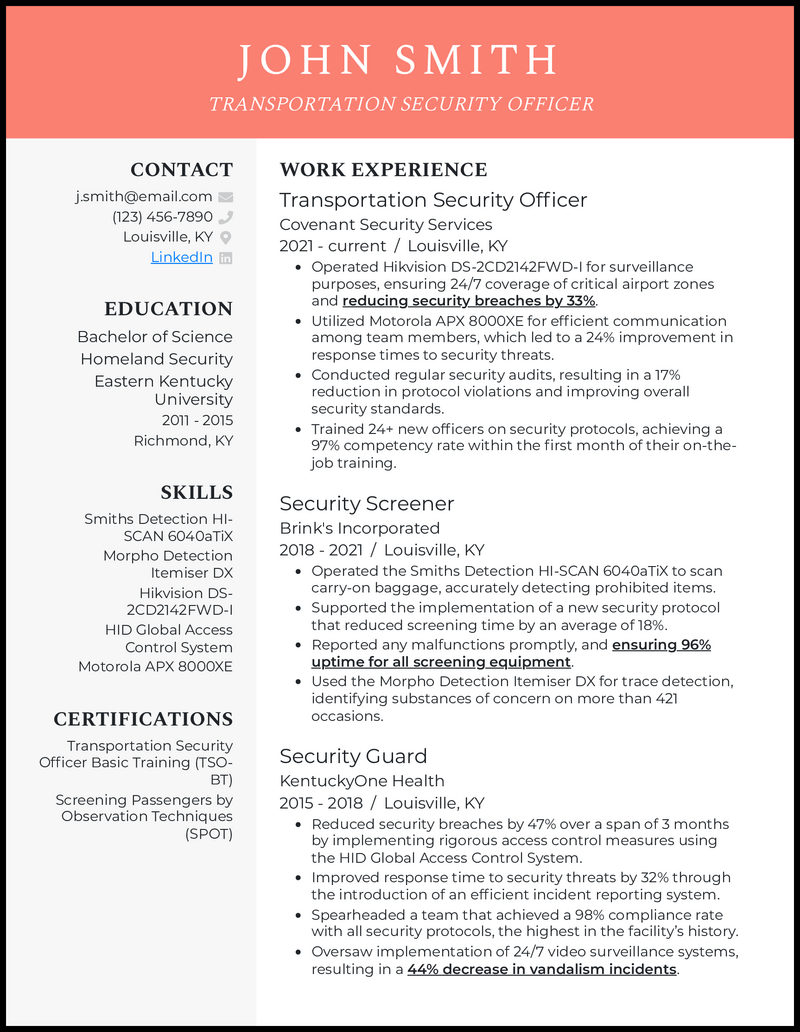 7 Security Officer Resume Examples [& Templates]