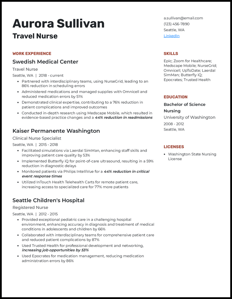 5 Travel Nurse Resume Examples For 2024