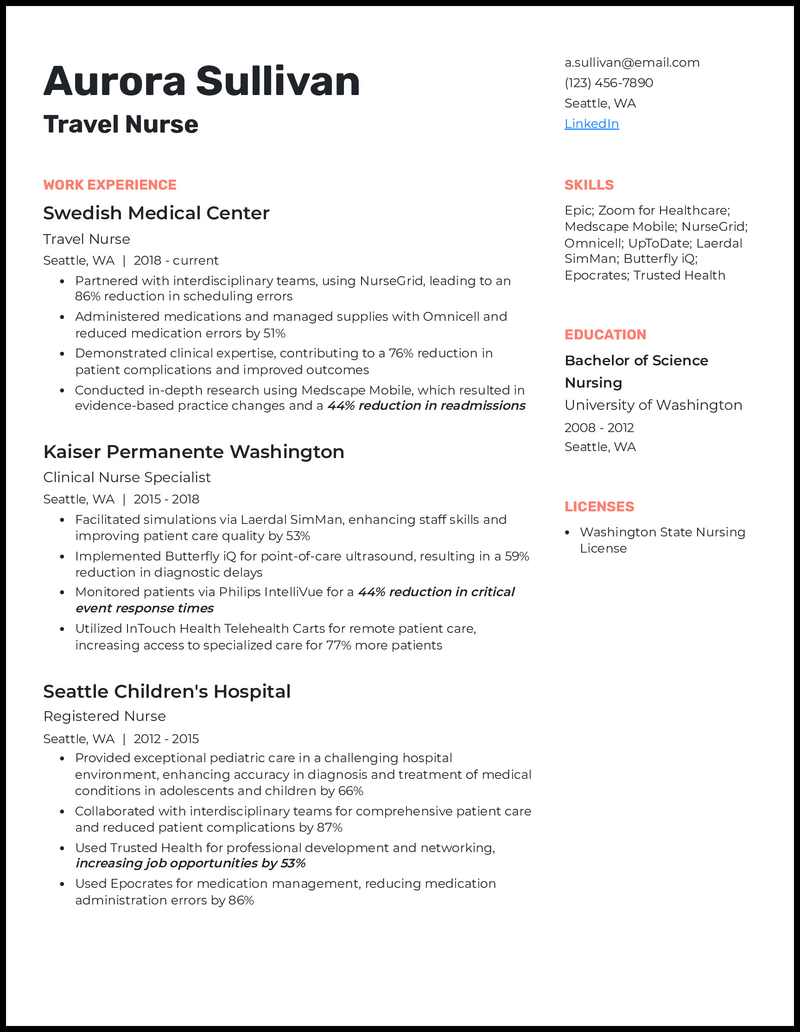 5 Travel Nurse Resume Examples For 2024