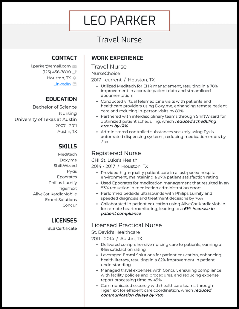 5 Travel Nurse Resume Examples For 2024